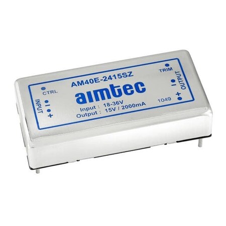 Aimtec DC to DC Converter, 48V DC to 12V DC, 40VA, 0 Hz, Nickel Coated Copper AM40E-4812SZ | Zoro